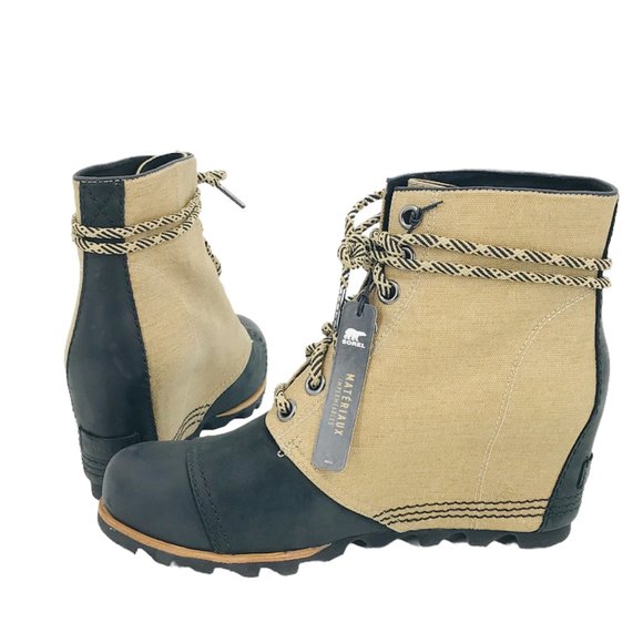 Sorel | Shoes | Sorel 964 Leather And Canvas Waterproof Wedge Ankle ...